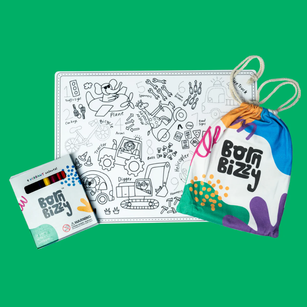 Things that Go reusable Silicone drawing mat set- Born Bizzy – All The Kids