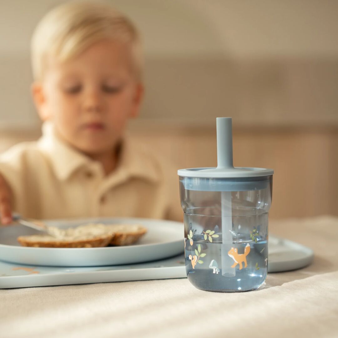Mepal x Little Dutch Glass With Straw – Forest Friends | 250ml Cup ...