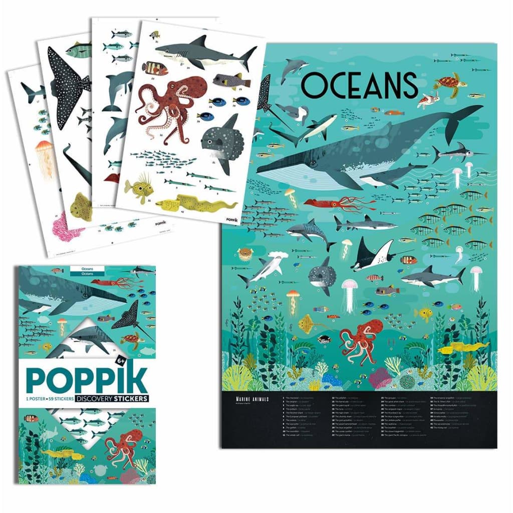 Poppik - Animals Of The Ocean Discovery Sticker Poster – All The Kids